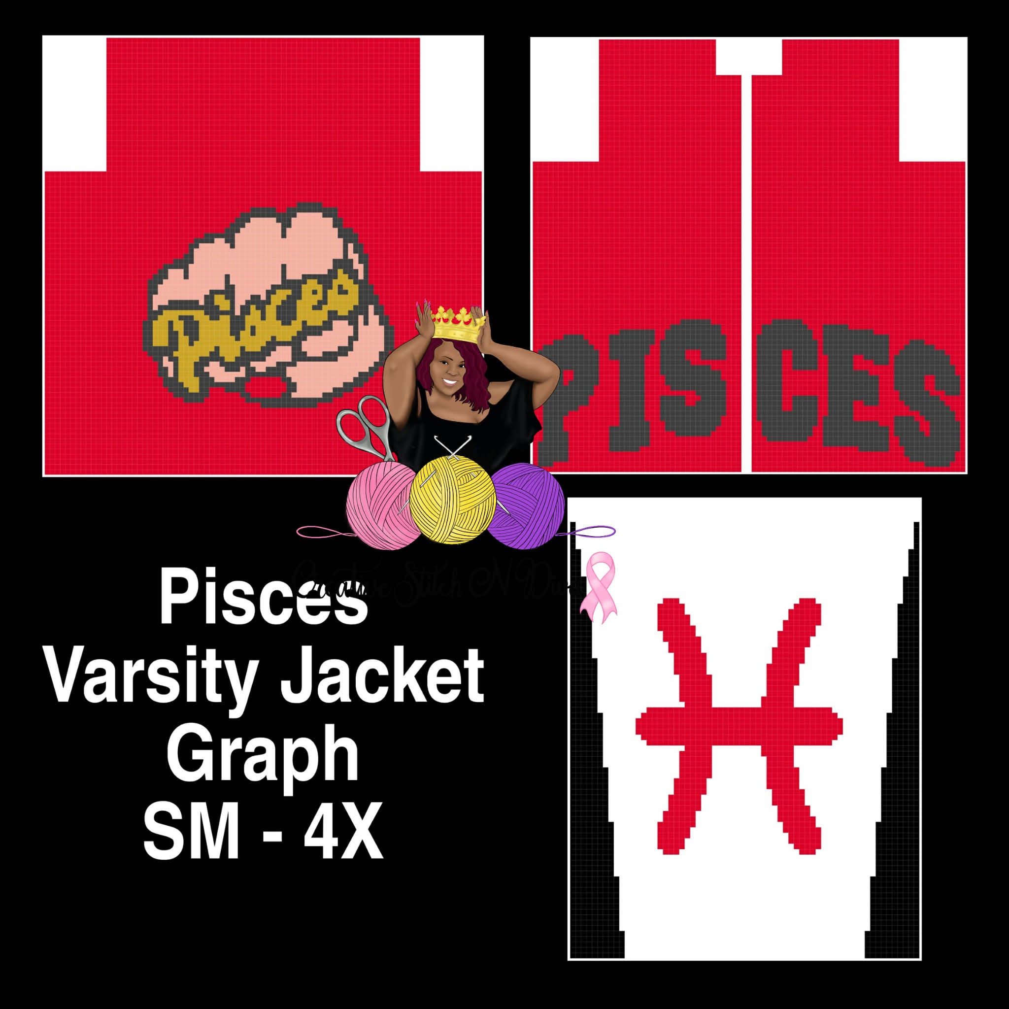 Pisces Varsity Jacket Graph ONLY – Creative Stitch N Diva