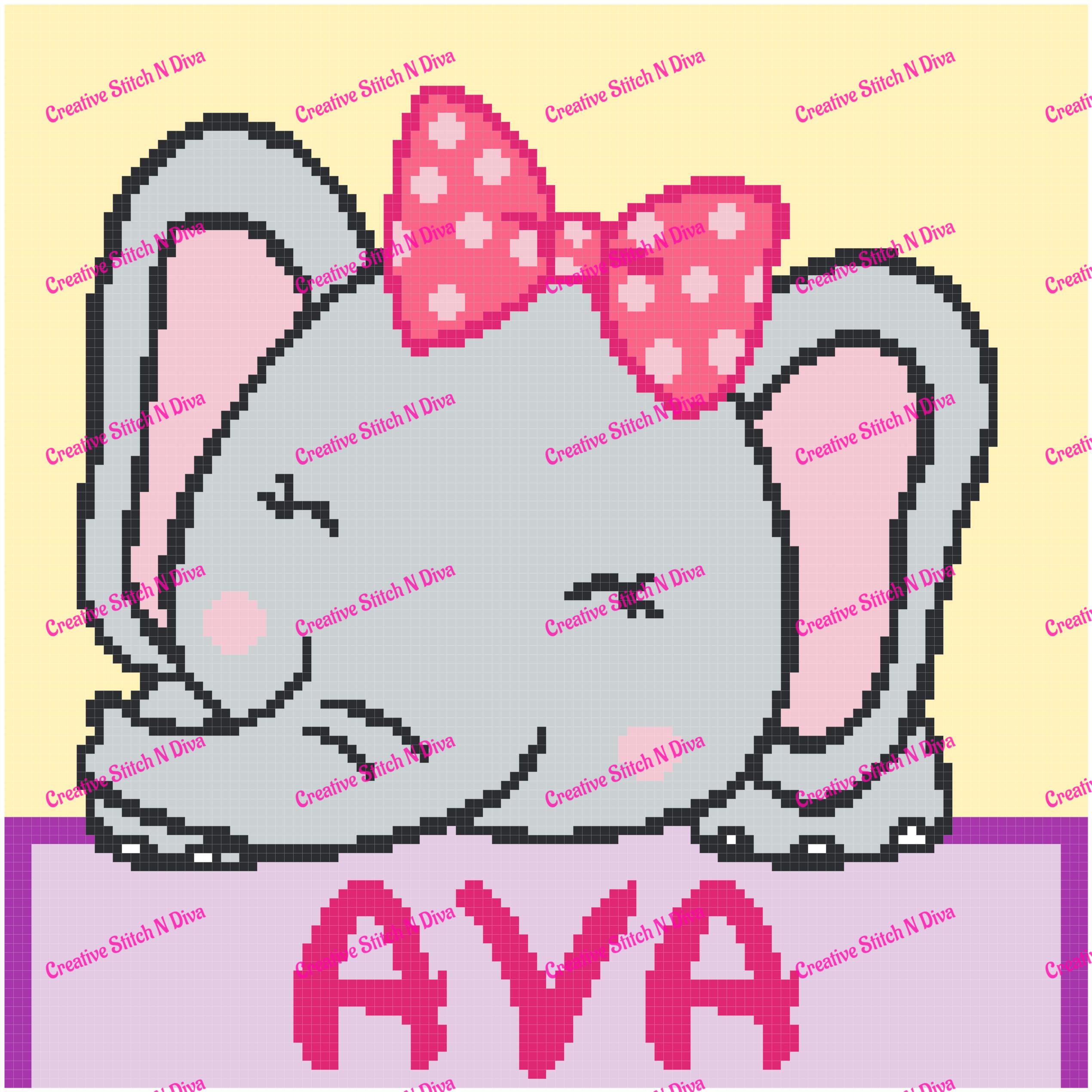 Elephant Girly 120x120 PERSONALIZED – Creative Stitch N Diva