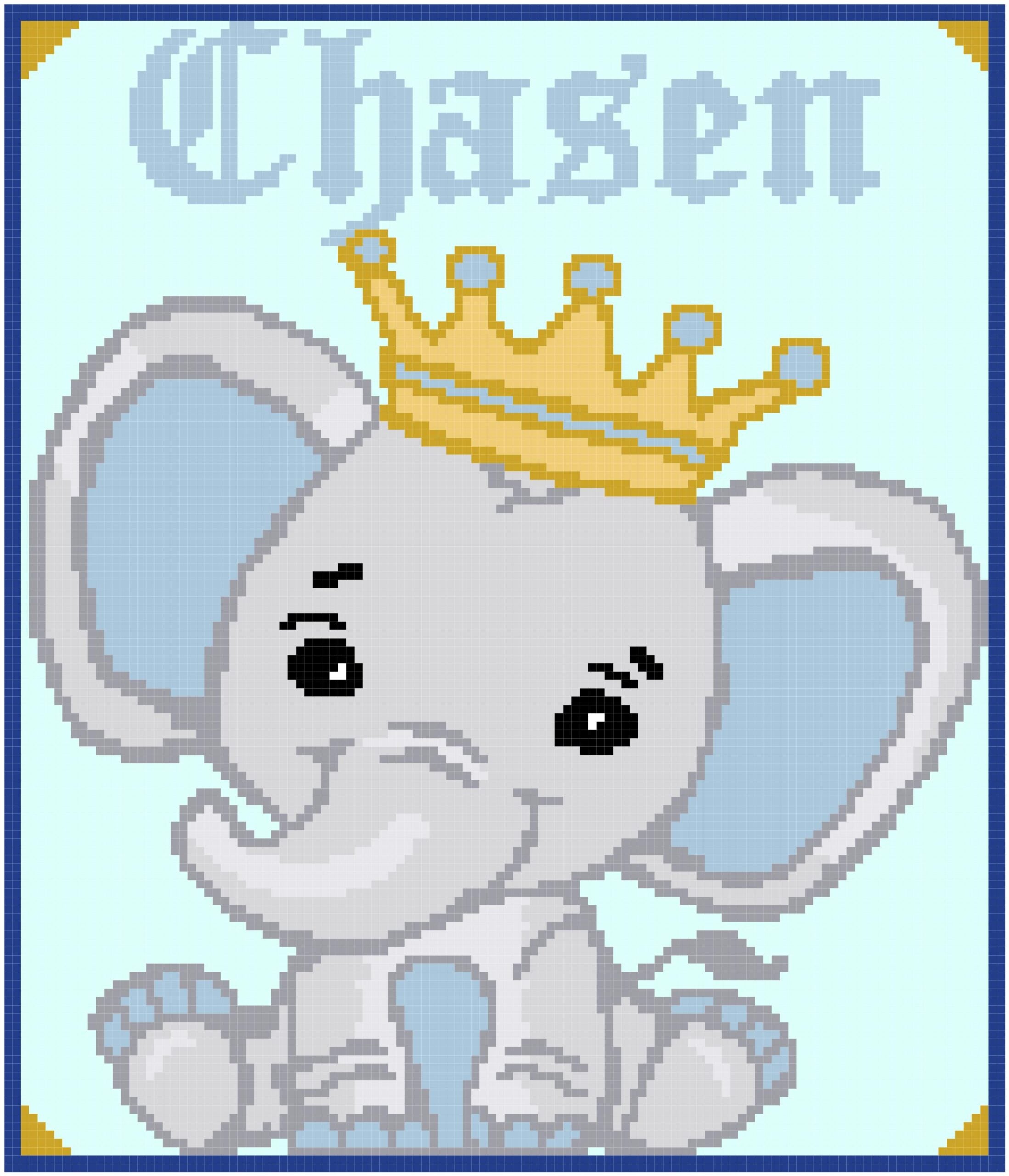 Prince Elephant 120x140 PERSONALIZED – Creative Stitch N Diva